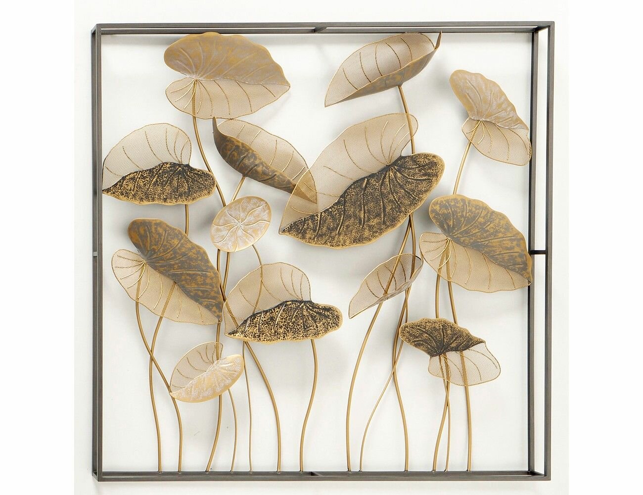Настенное панно листья лотоса, металл, 100x100 см, Boltze 2003866