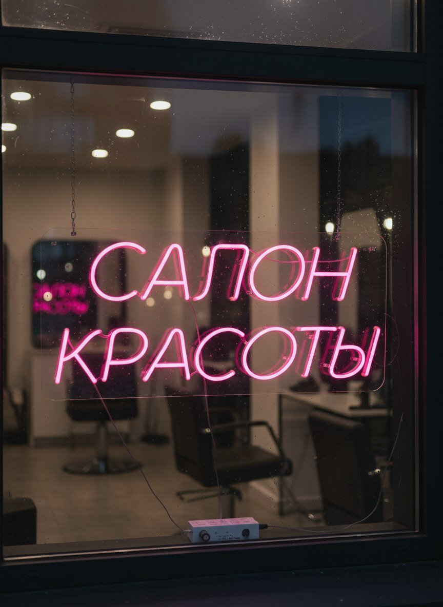 Неоновая вывеска Салон красоты / надпись из неона / Размеры: 600х280 мм