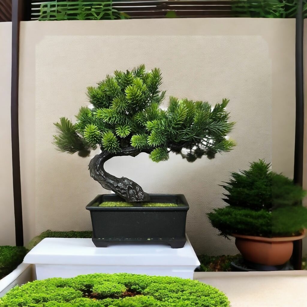 Искусственный цветок Holodilova Бонсай, пластик, зеленый, 20 см