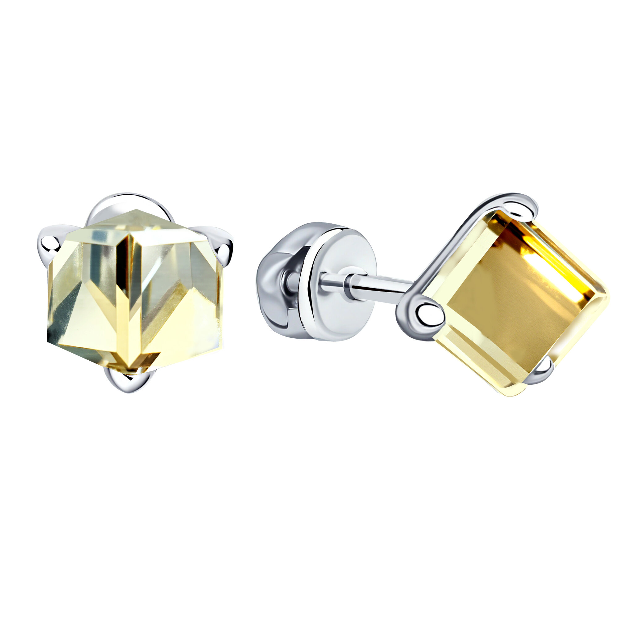 Серьги, серебро, 925 проба, родирование, кристалл