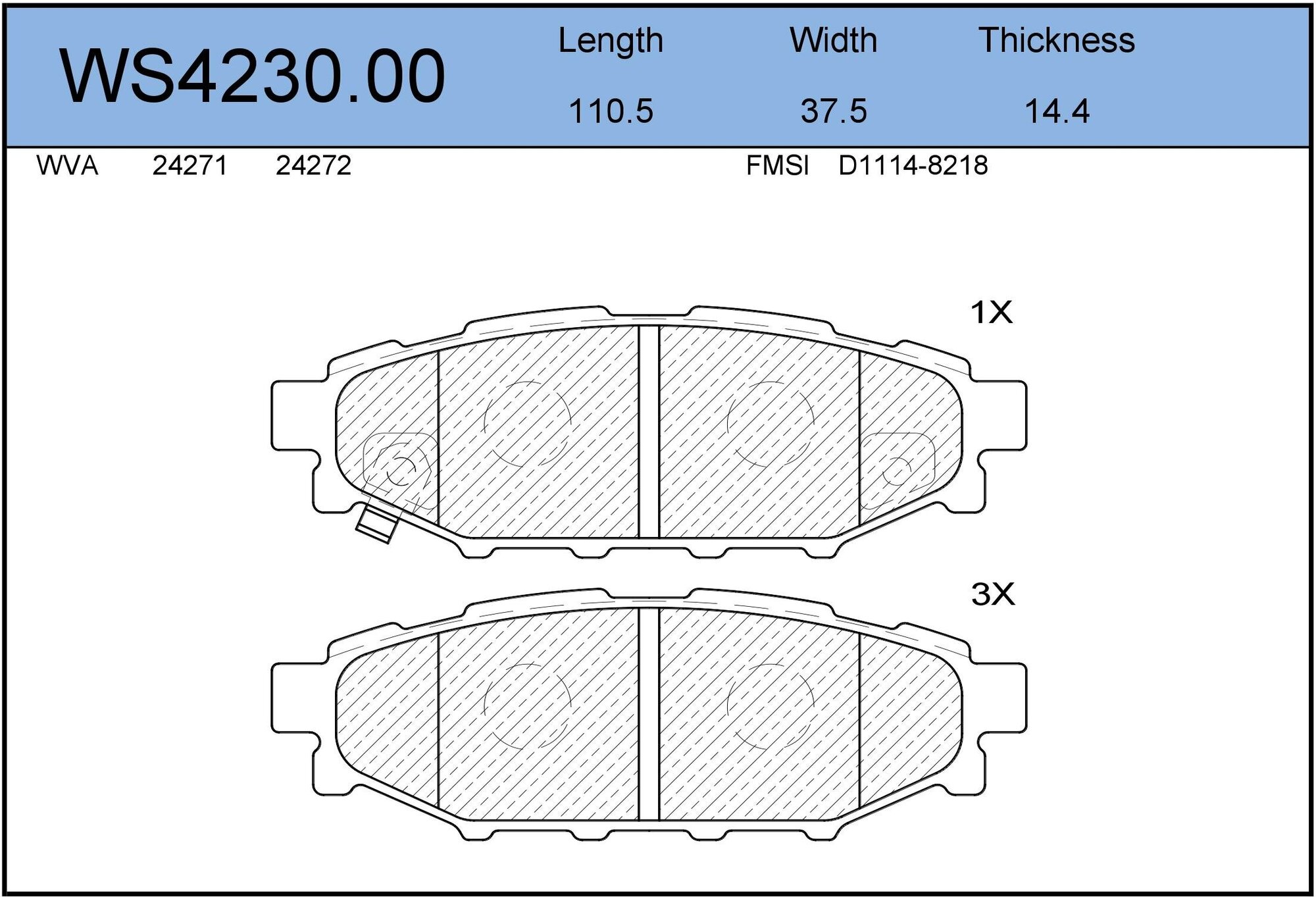 Колодки тормозные дисковые зад JEENICE WS4230.00