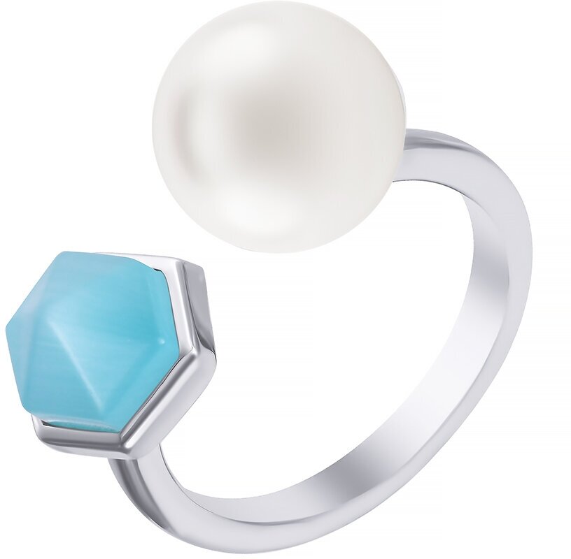 Кольцо, серебро, 925 проба, стекло, жемчуг