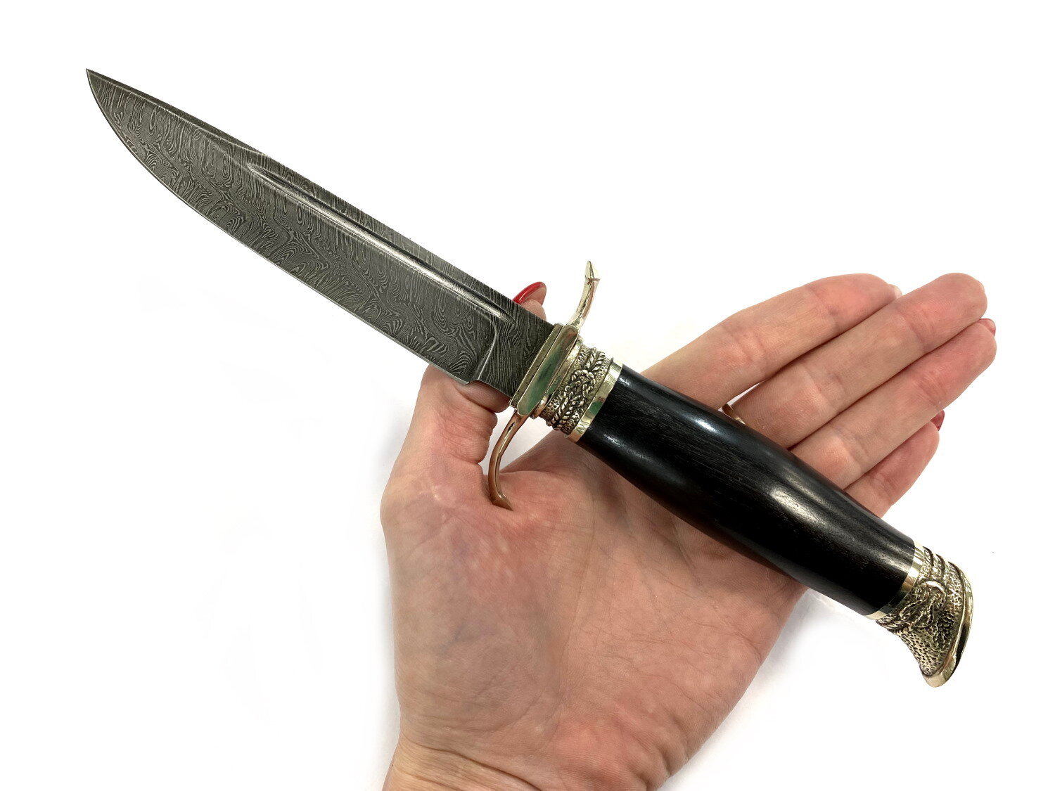 Нож Финка ВМФ Морская , дамасская сталь, граб