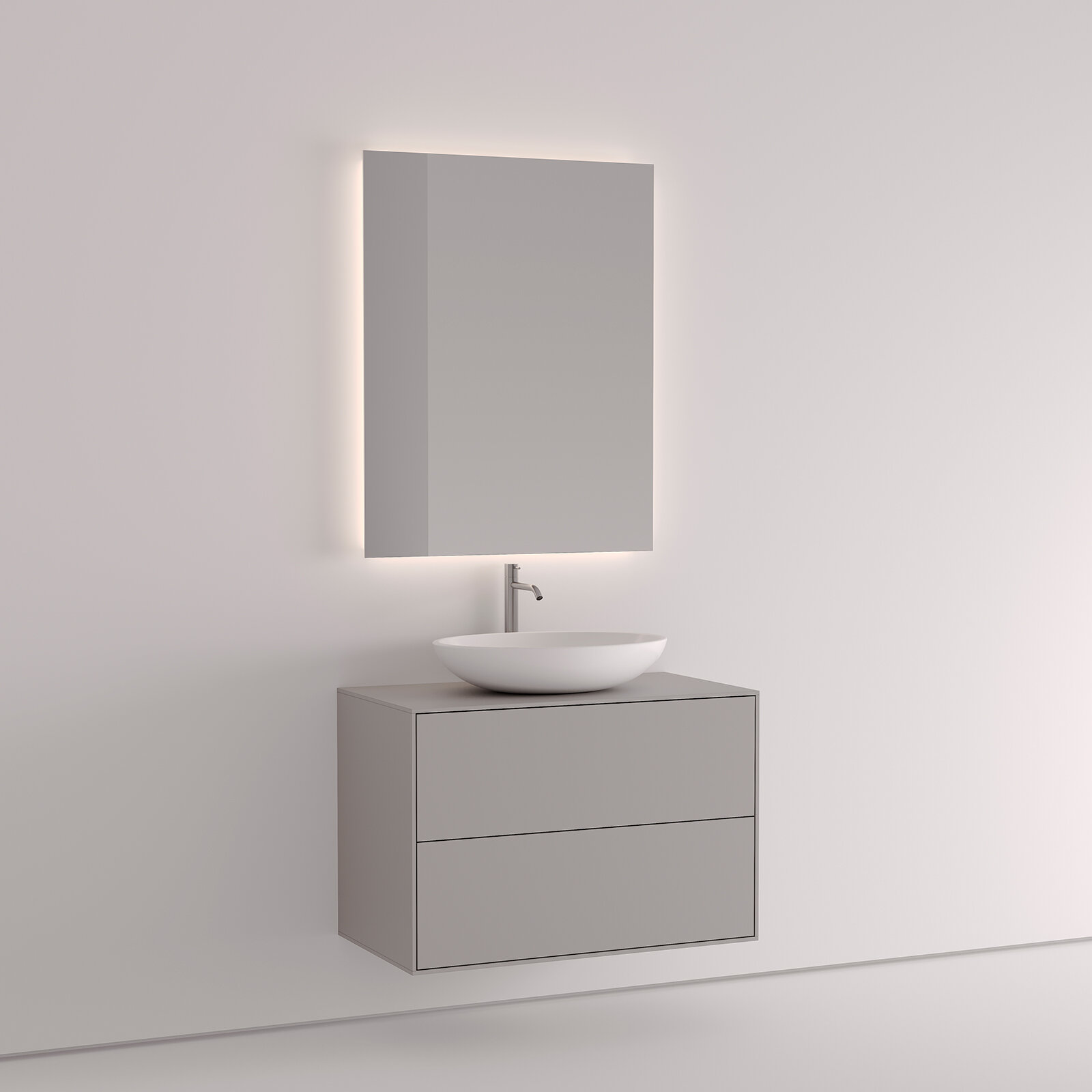 Дизайнерская тумба под 2 раковины 130 см. Vivomobili GRIGIO EFESO