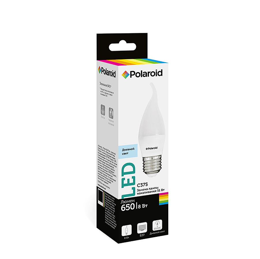 Светодиодная лампа Polaroid 220V C37S 8W 6500K E27 650lm