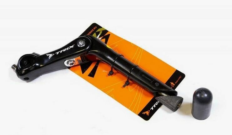 Вынос руля TRIX, алюминиевый кованый, для резьбовой вилки 1", под руль 25,4мм, двухболтовый, глянцевый черный