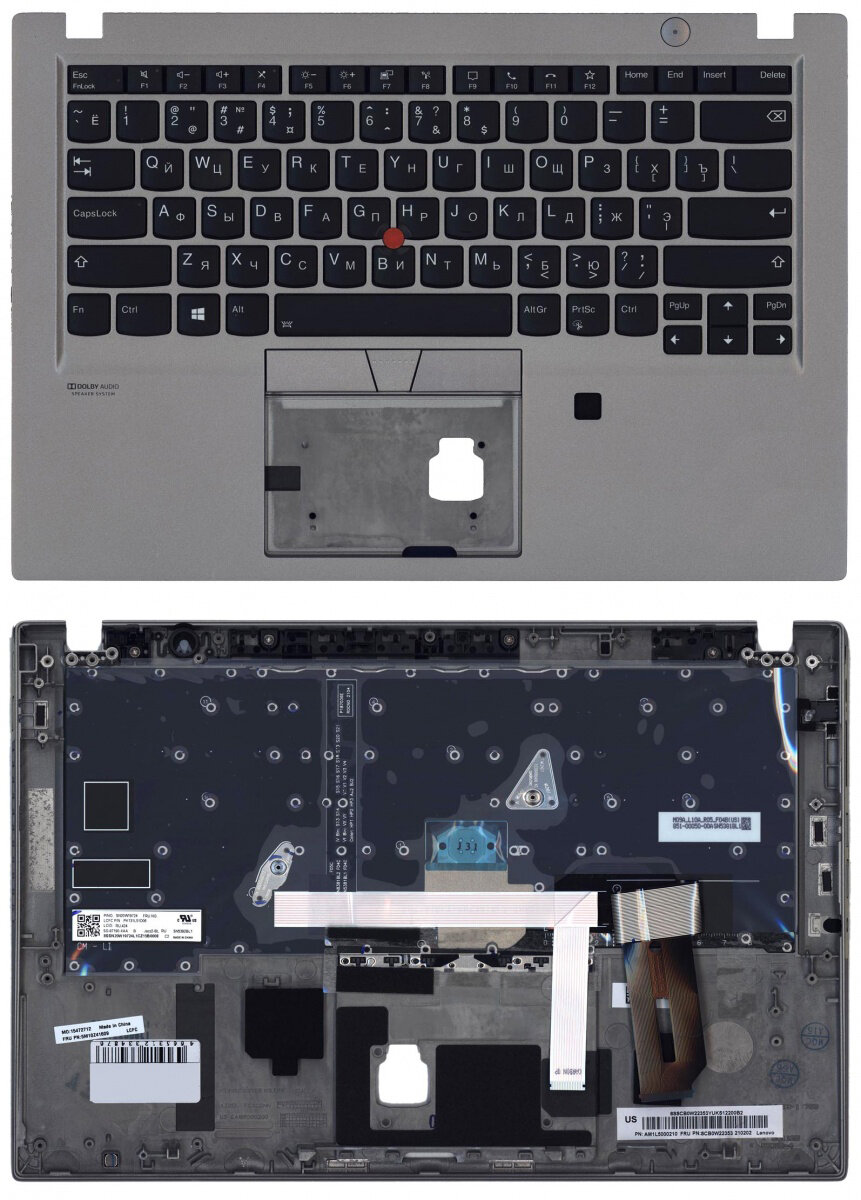 Клавиатура для Lenovo ThinkPad T14s топкейс серебро