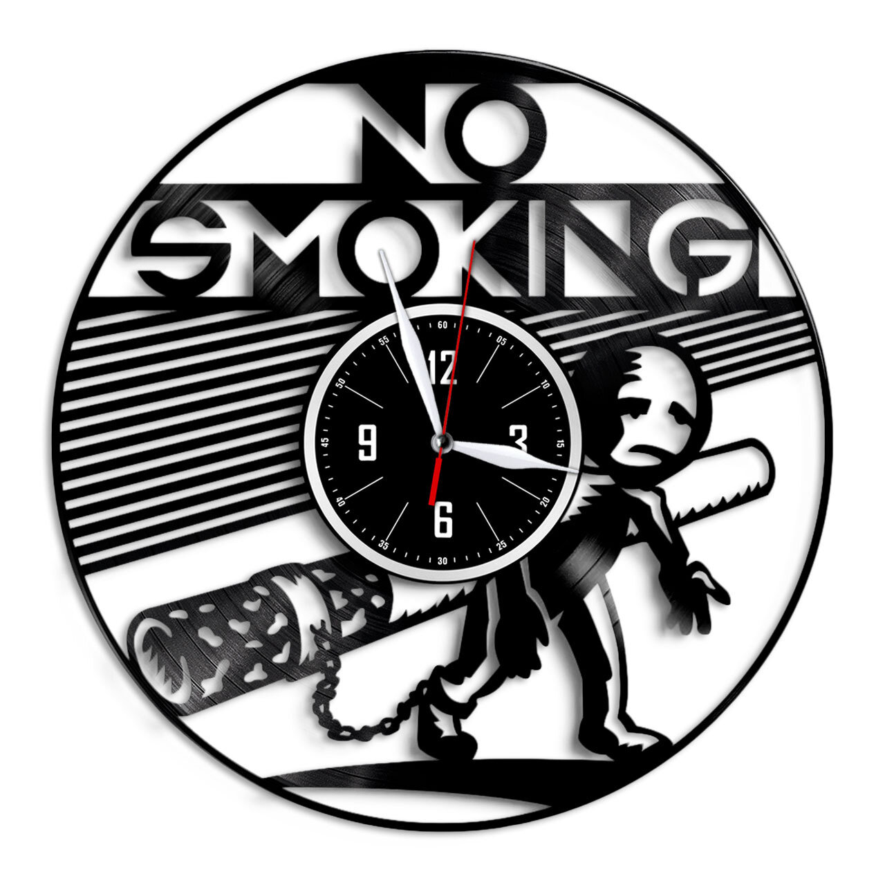 No Smoking - настенные часы из виниловой пластинки, диаметр 30 см