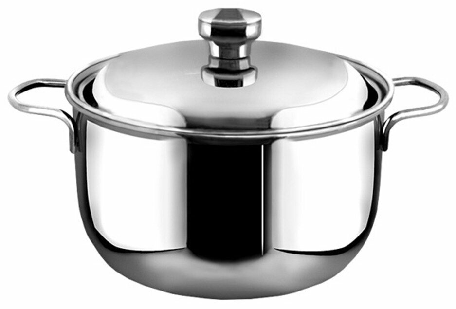 Кастрюля из нержавеющей стали Амет Классика с крышкой диаметр 22см, 5л / посуда для газовых и электрических плит