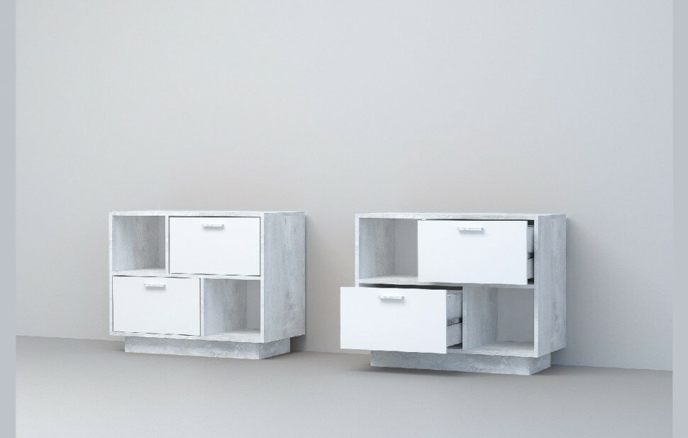 Тумба ЭГО, МФ-Купе, цвет белый, размер 80х41х64, ЛДСП, с ящиками