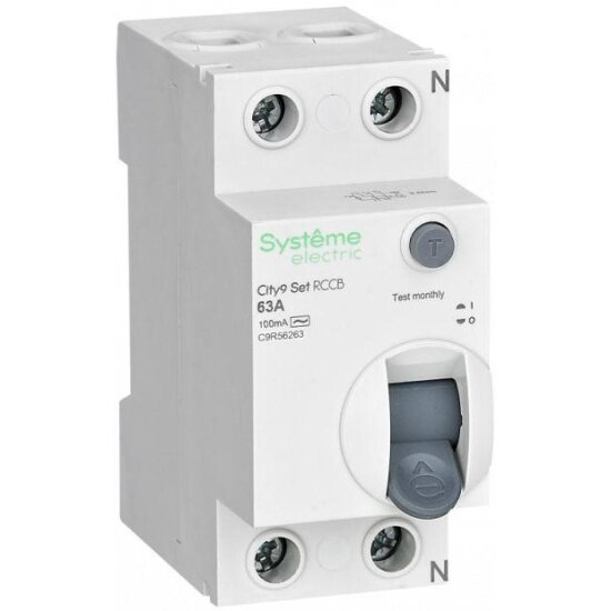 Устройство защитного отключения (УЗО) Systeme Electric (schneider Electric) 2п 63А 100мА тип AC City9 Set, 230В, C9R56263