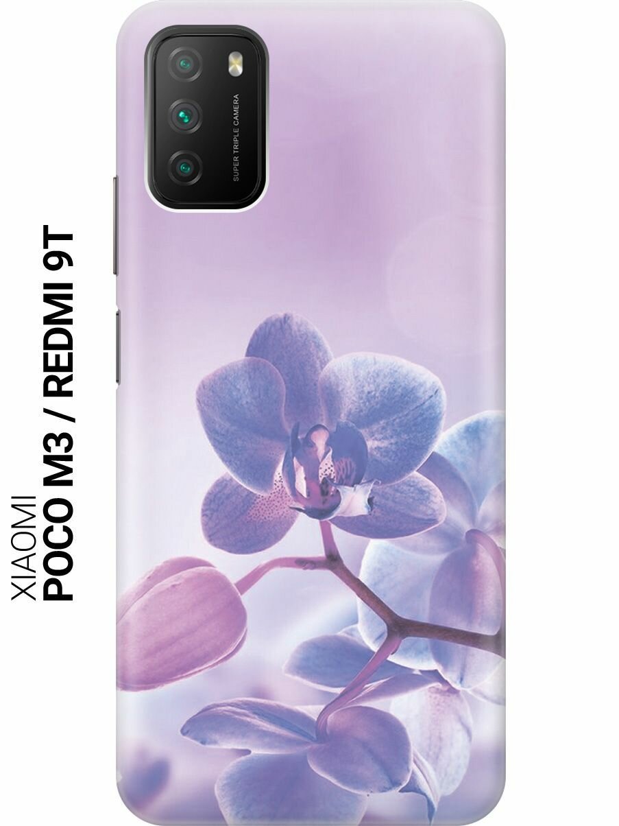 Силиконовый чехол на Xiaomi Redmi 9T, Poco M3, Сяоми Поко М3, Сяоми Редми 9Т с принтом "Лиловые орхидеи"