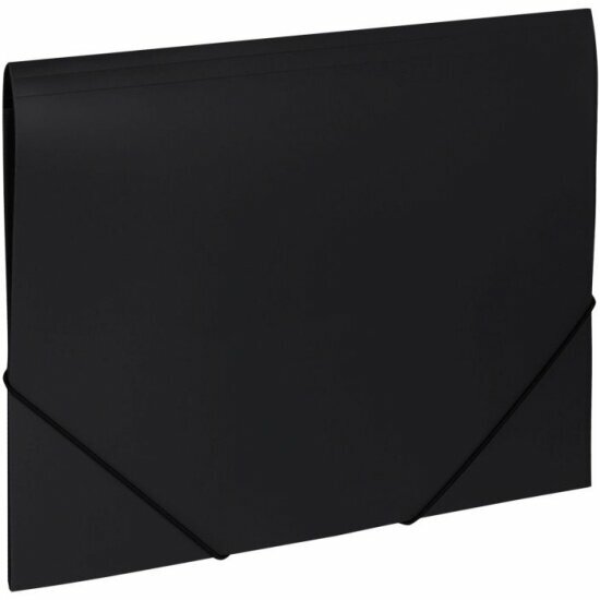 Папка на резинках Brauberg "Office", черная, до 300 листов, 500 мкм