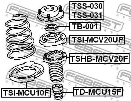Опора переднего амортизатора левая, TSS031 FEBEST TSS-031