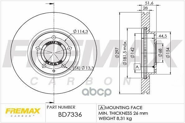 Диск тормозной передний! Mazda 6/CX-5 2.0/2.2TD 11> FREMAX арт. BD7336