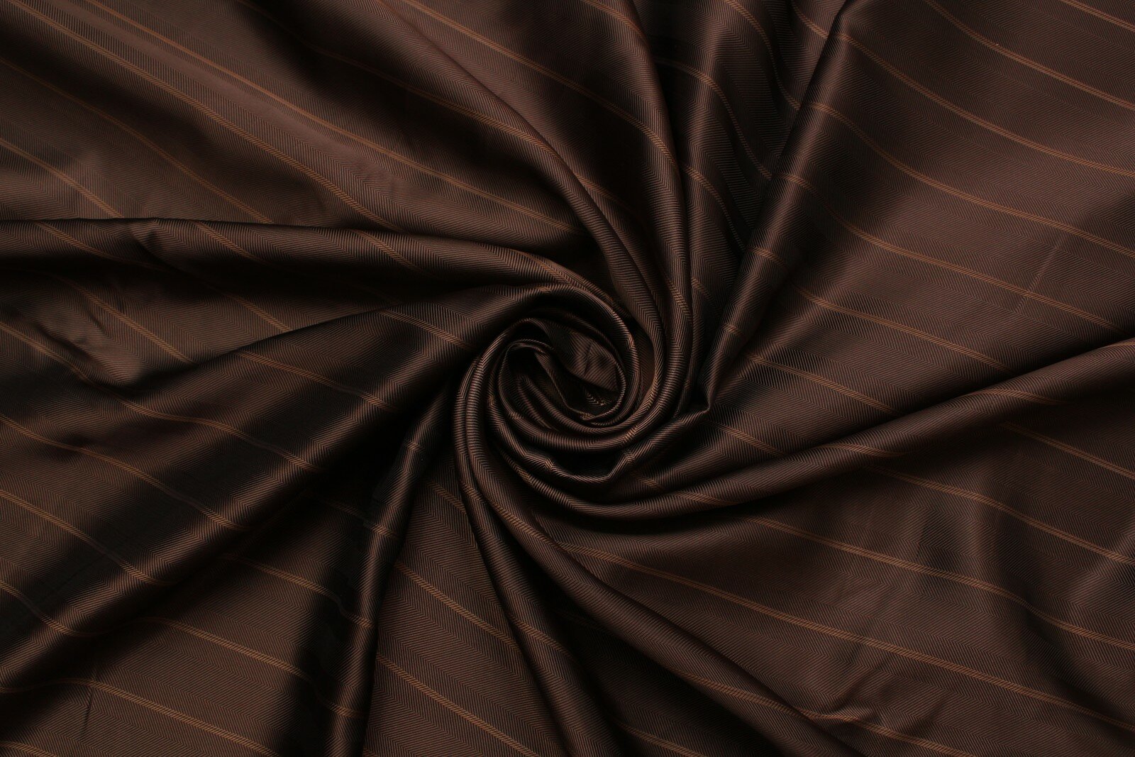 Ткань подкладочная Zegna в ёлочку чёрно-коричневая с рыжеватыми полосками, ш134см, 0,5 м