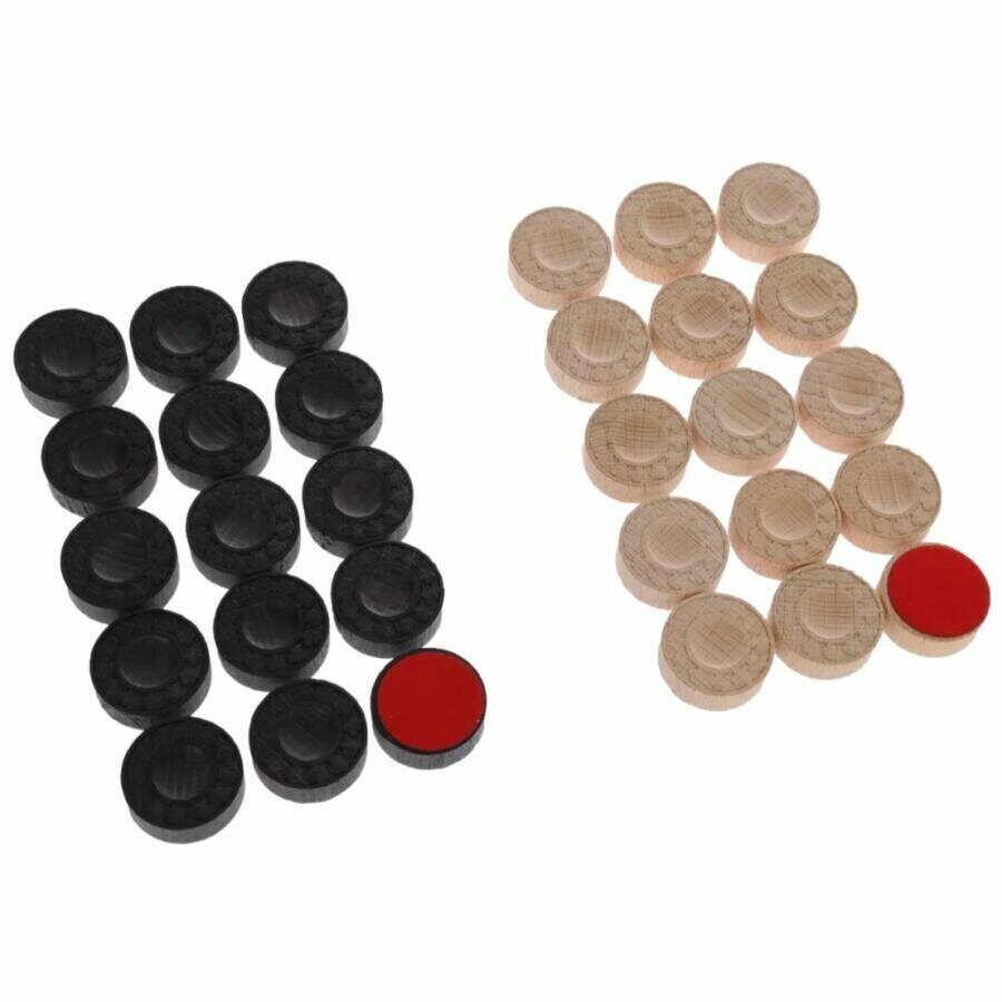 Фишки для нард диаметр 3 см, шашки деревянные с объемными дубовыми листочками на ткани, красный цвет