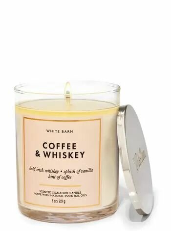 Bath And Body Works ароматическая свеча с одним фитилем COFFEE WHISKEY (227грамм)