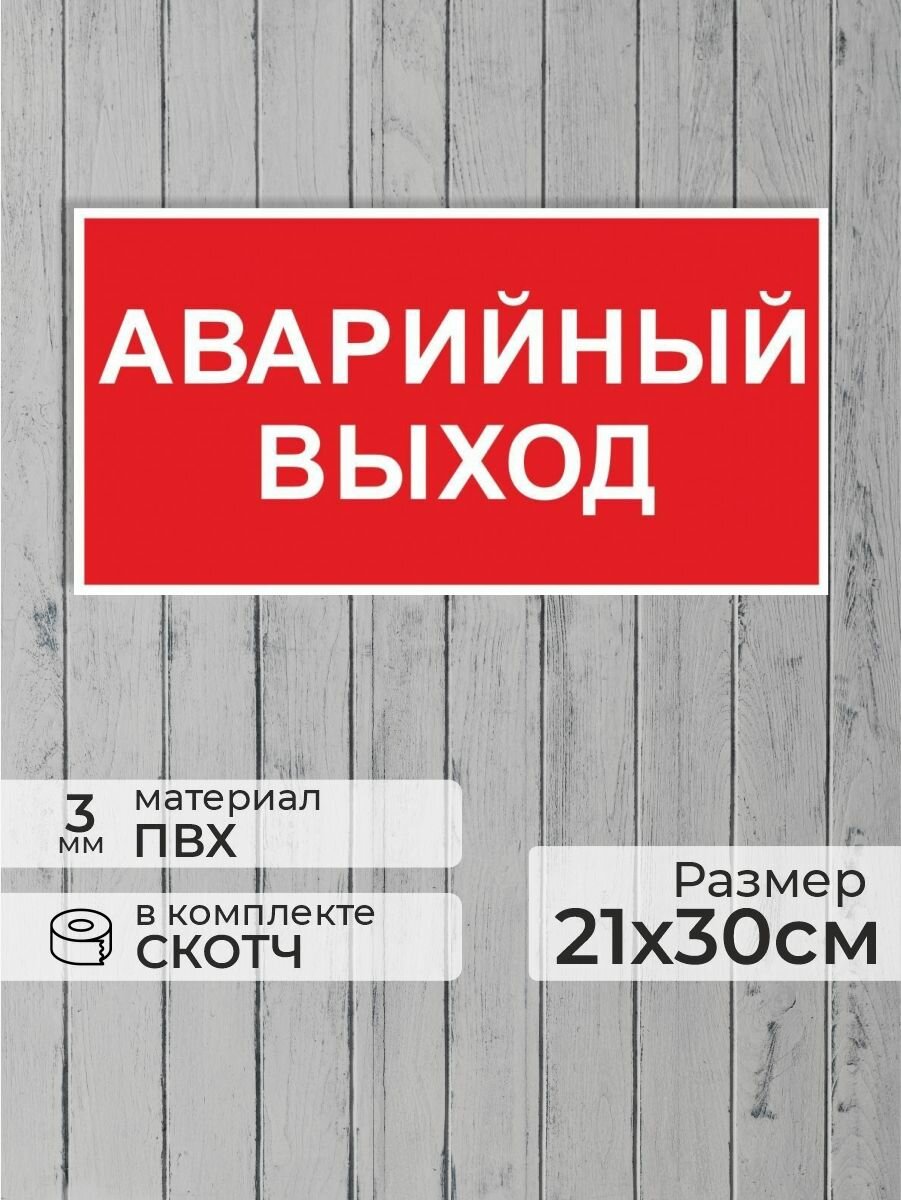 Табличка "Аварийный выход" А4 (30х21см)