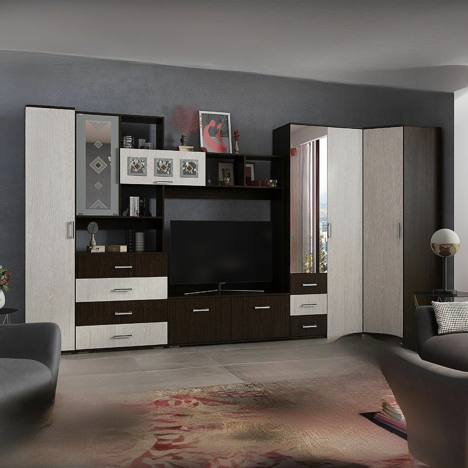 Стенка в гостиную белла дуб атланта, 4 м