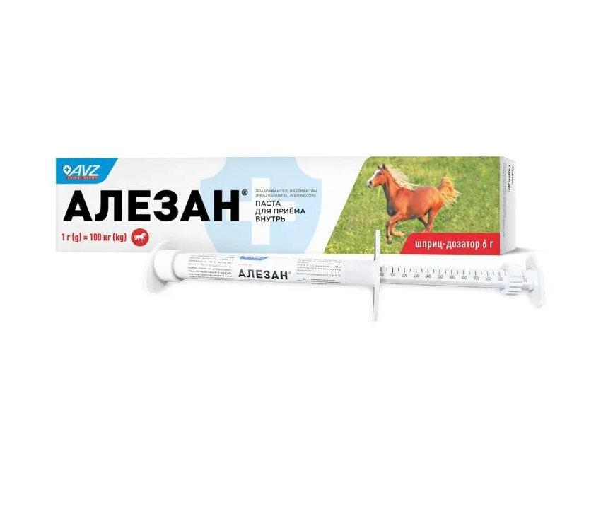 Алезан антигельминтная паста для лошадей, шприц-дозатор 6 г