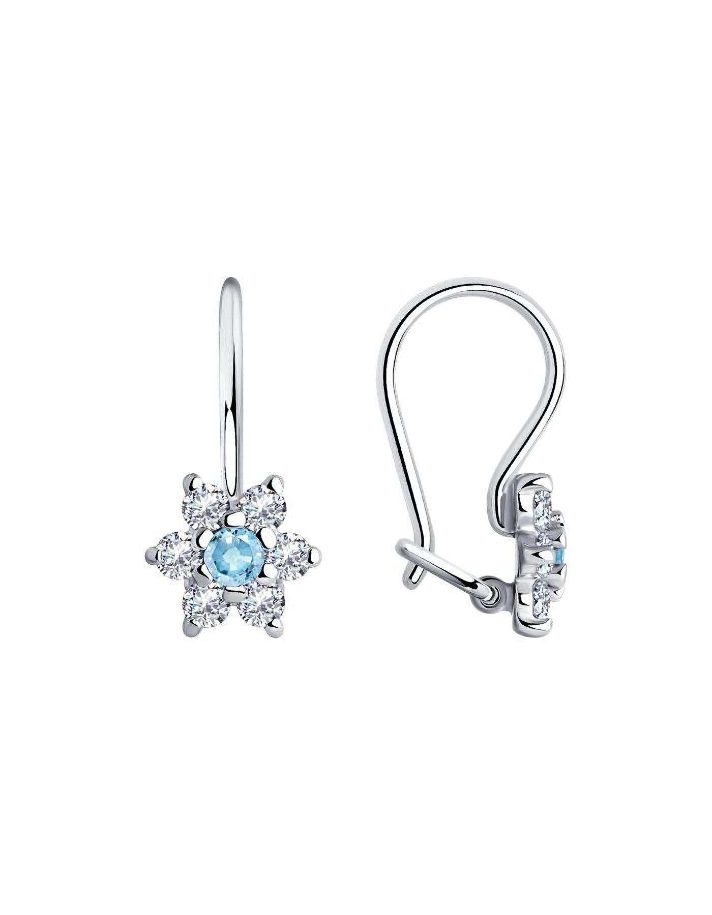 Серьги, серебро, 925 проба, родирование, фианит