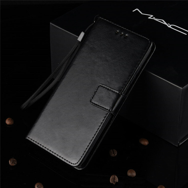 Чехол-книжка MyPads Porta Biglietti для Realme GT 3 / GT Neo 5 из импортной эко-кожи с подставкой застёжкой и визитницей черный