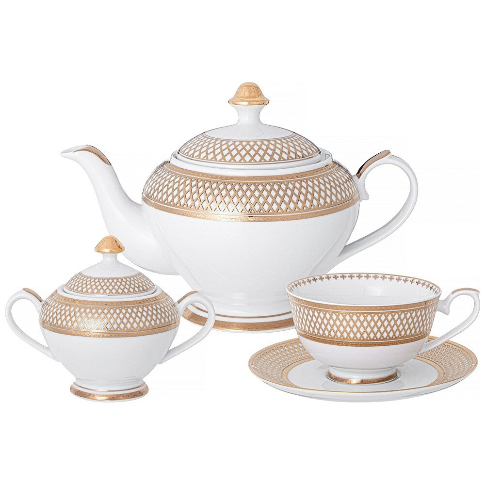 Чайный сервиз lefard "Золотая сетка" hа 6 пер. 14 пр.