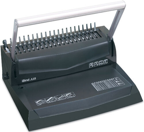 Переплетчик Gladwork A4, перфорация 15 листов, сшивание максимум 450 листов, пластиковая пружина до 51 мм (IBIND A15)