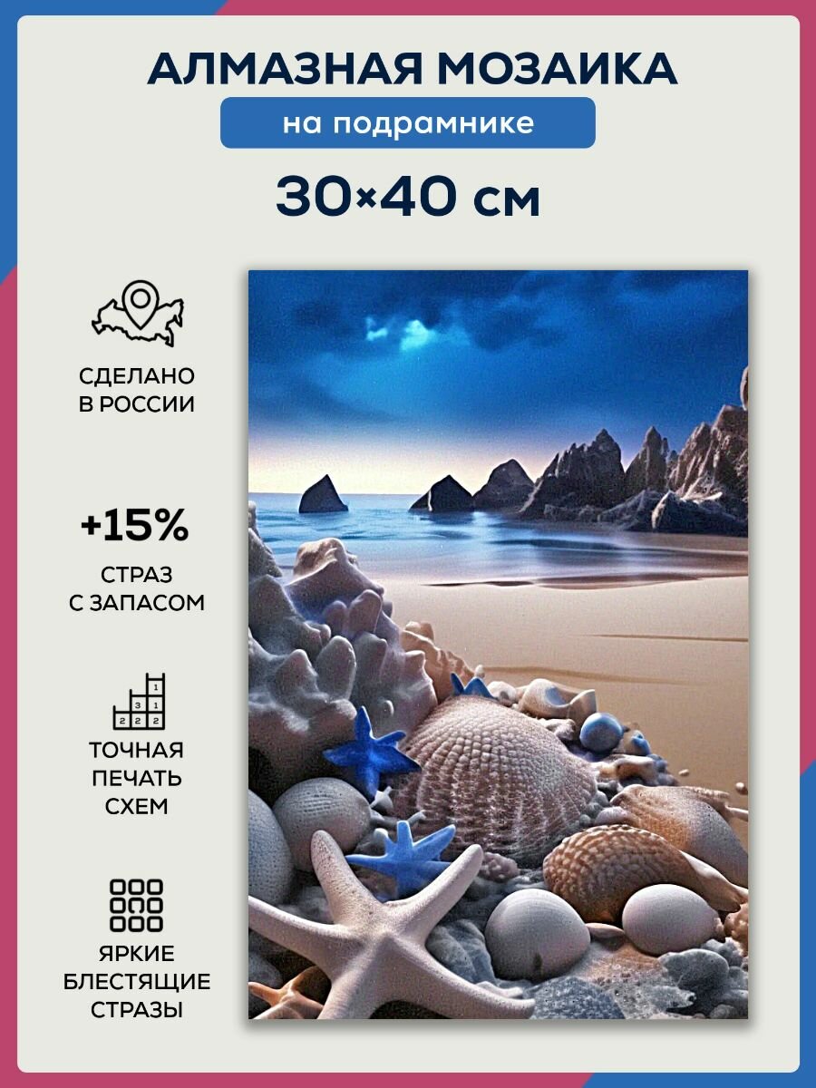 Алмазная мозаика 30x40 Море берег пляж на подрамнике