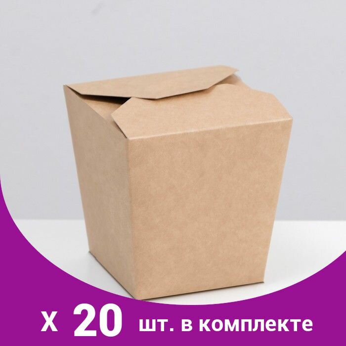 Коробочка для лапши ВОК сборная, крафт,10 х 10 х 10,5 см (20 шт)