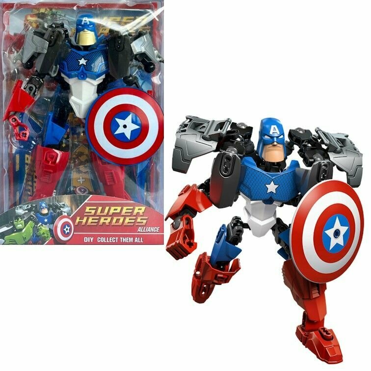 2013-12D Конструктор minifigures Super Heroes Captain America, фигурка Капитан Америка 19 см.