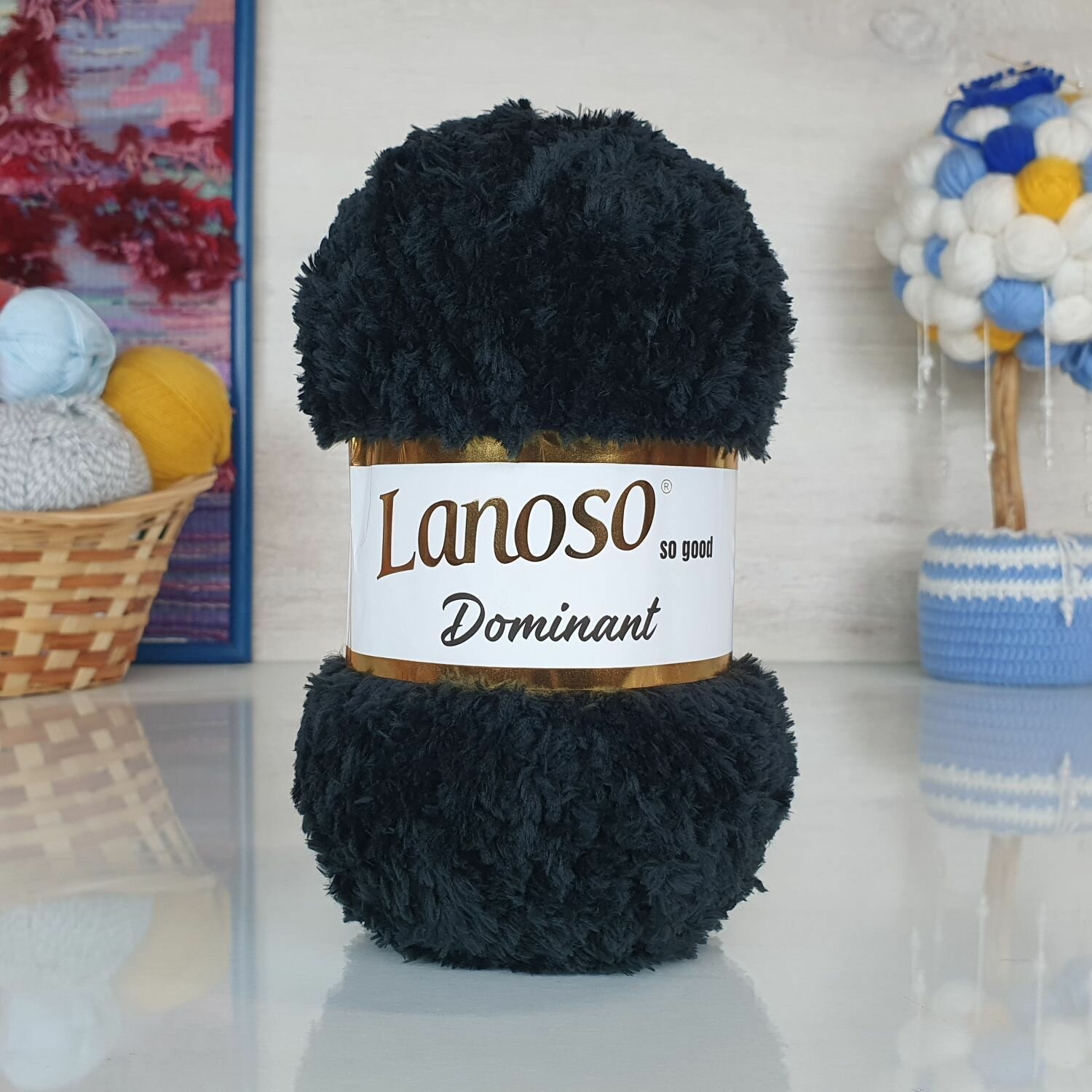 Пряжа Dominant Lanoso, черный - 960, 100% микрофибра, 5 мотков, 100 г, 75 м.