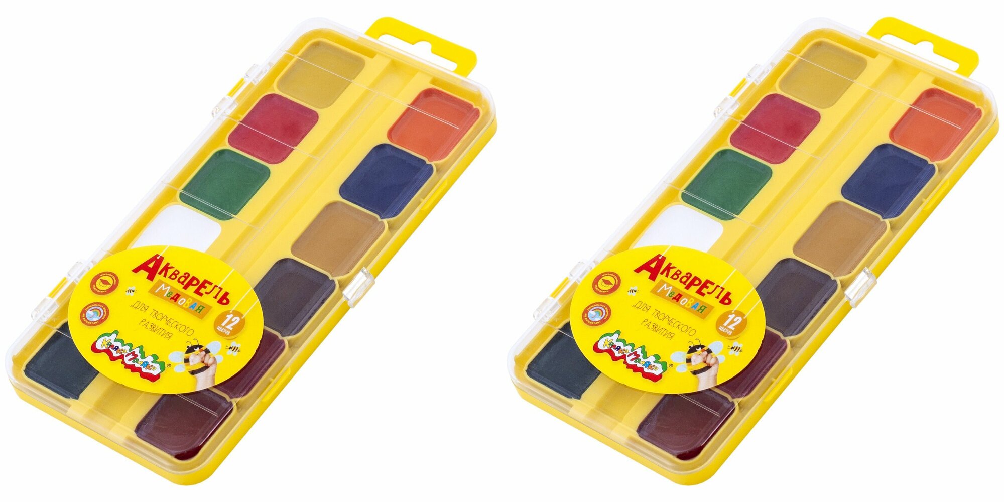Каляка-Маляка Акварель 12 цветов, без кисточки, пластиковая упаковка, 2 шт