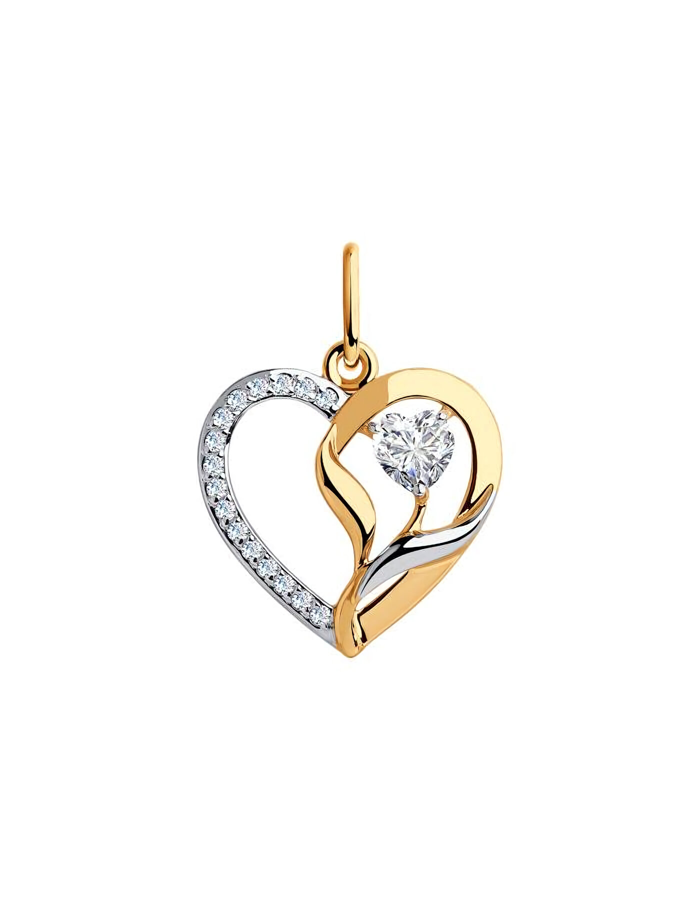 Подвеска, красное золото, 375 проба, родирование, фианит