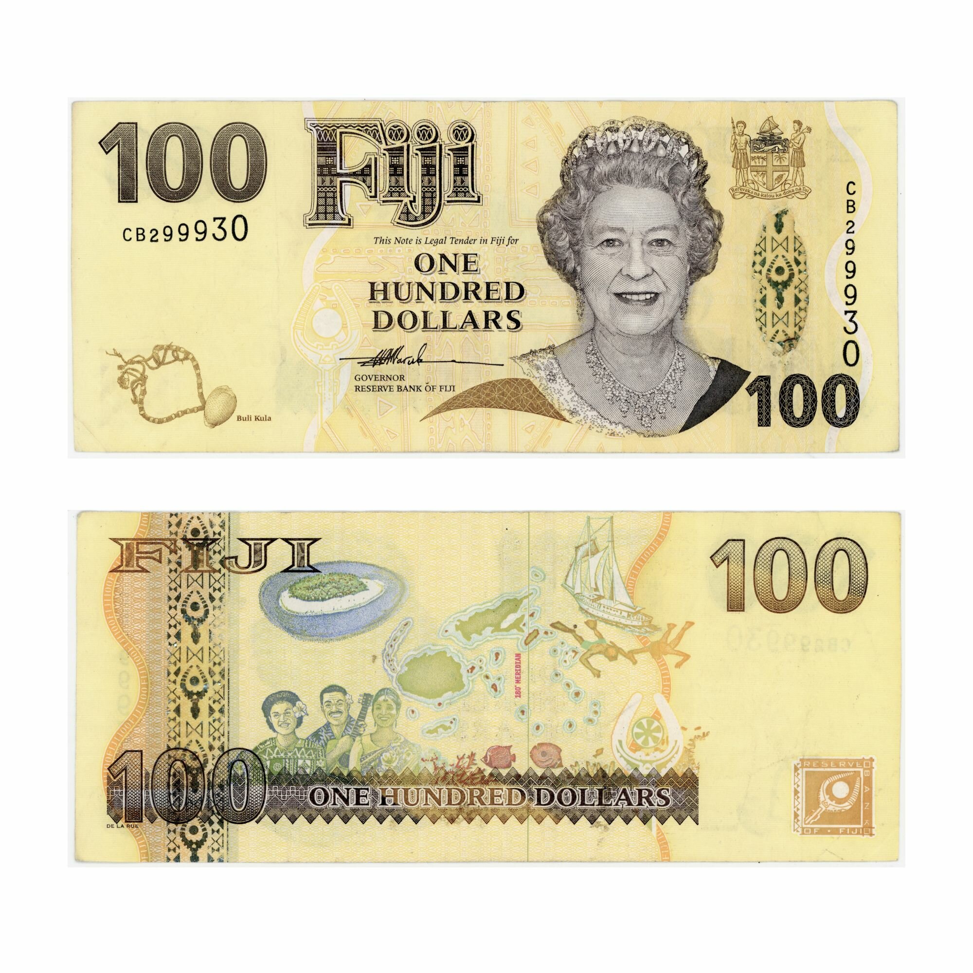 Банкнота Фиджи 100 долларов 2007 год Very Fine (VF) Pick 114