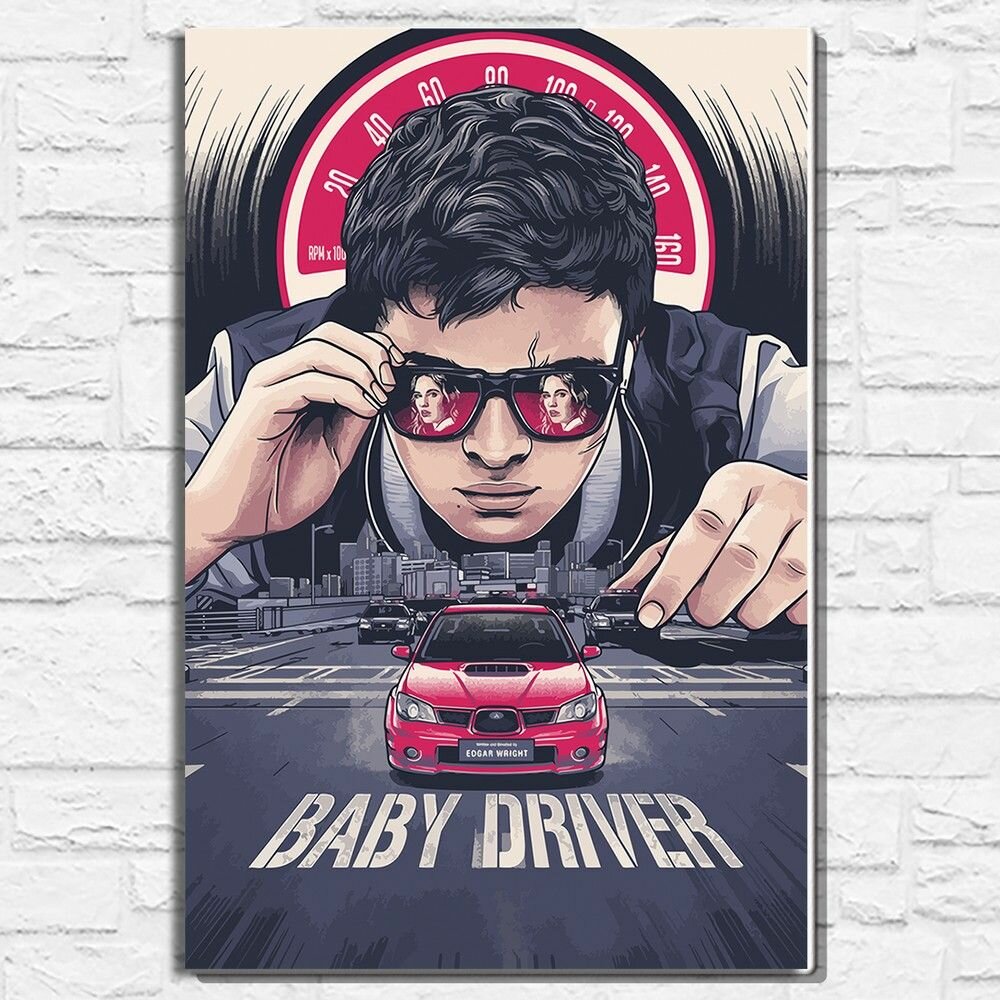 Картина по номерам на холсте фильм Малыш на драйве (Baby Driver, кино) - 15218 В 60x40