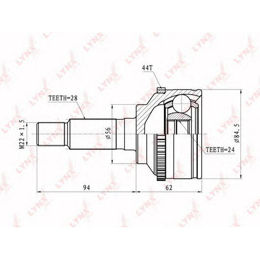 Ремкомплект шруса внешний для автомобиля Mazda Ford, LYNXAUTO CO-5112A (1 шт.)