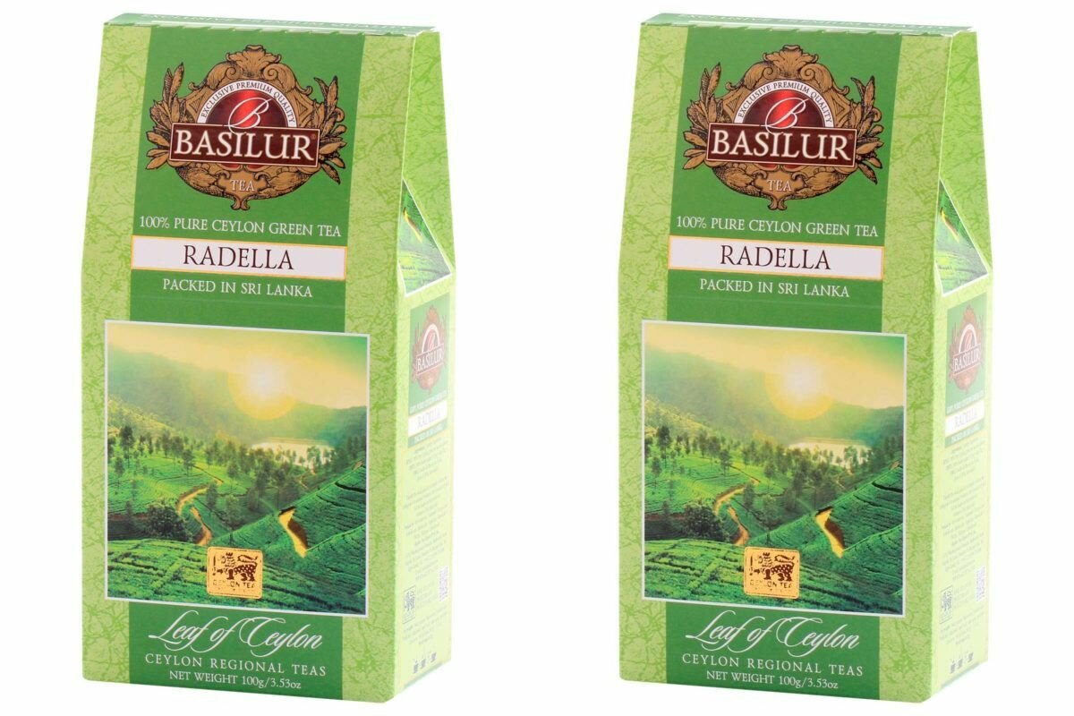 Basilur Чай зеленый листовой , лист цейлона раделла,100 г, 2 уп.