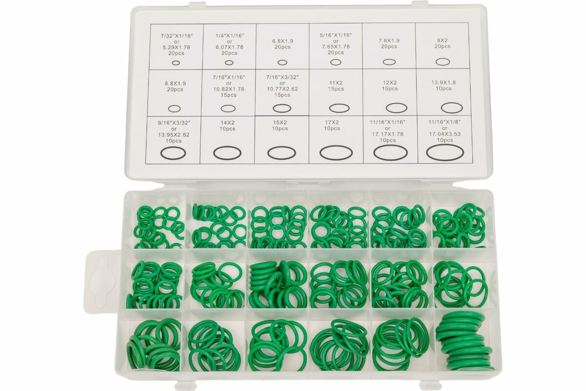 HIMPT Набор колец резиновых уплотнительных o-ring nbr70 дюйм. (green) 270шт 00-00011080