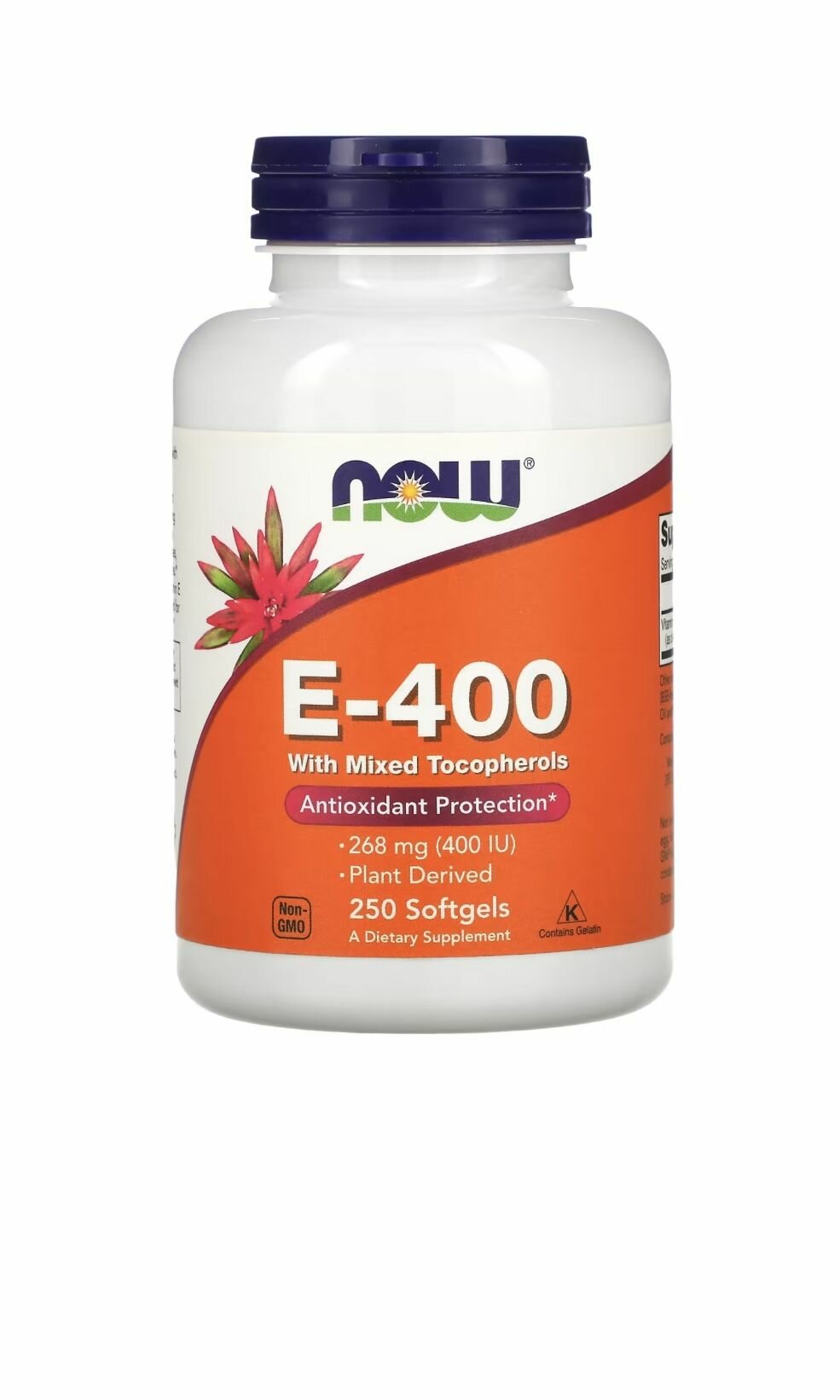 Витамин Е-400 со Смесью Токоферолов NOW Vitamin E-400 with Mixed Tocopherols 268 mg (400 IU) 250 капсул