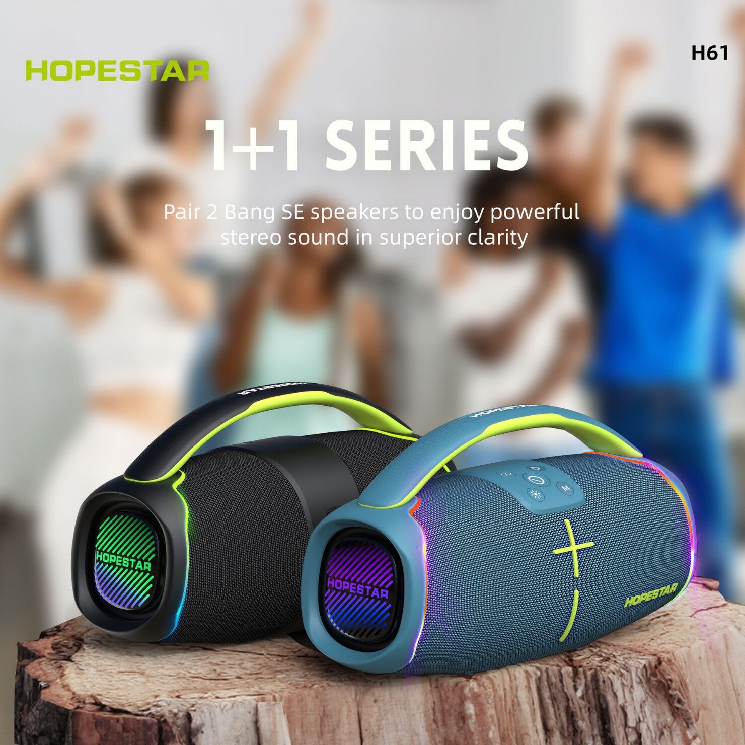 Портативный динамик HOPESTAR H61, Bluetooth, водонепроницаемый, сабвуфер, высокая мощность