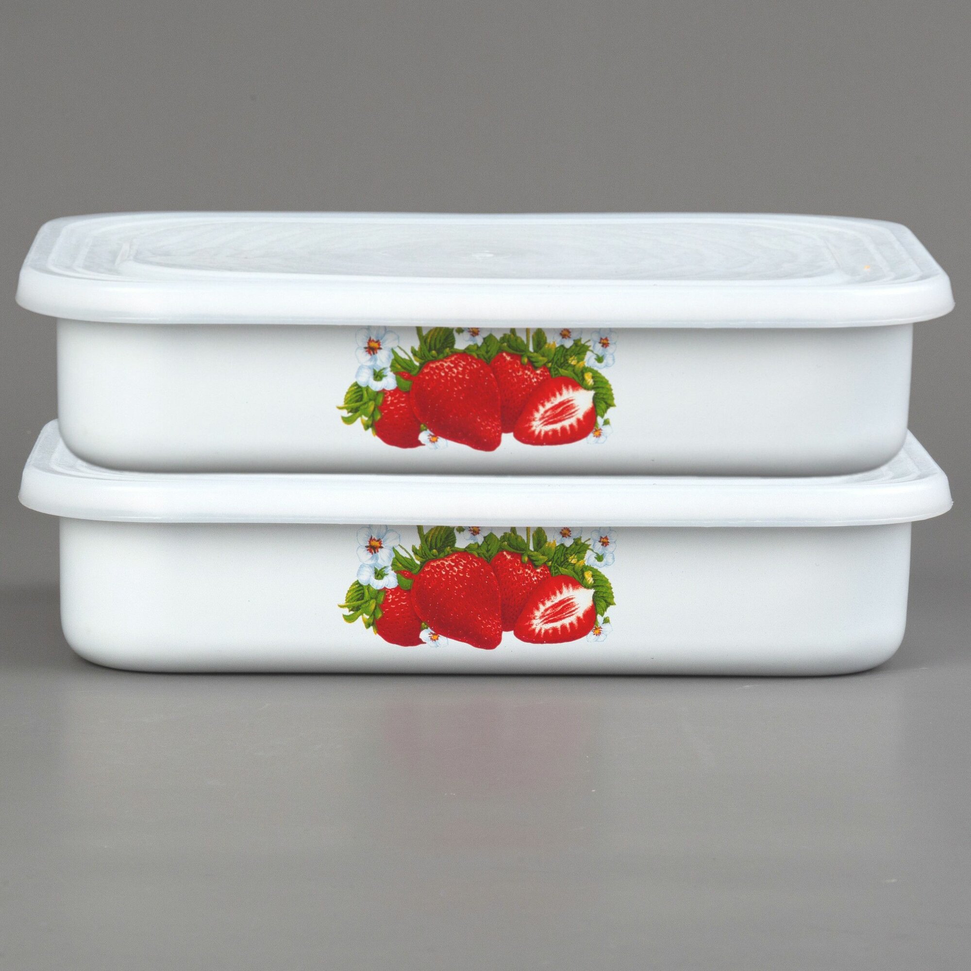 Лоток комплект 2 штуки, судок эмалированный 1,5 литра с рисунком для холодца, емкость для заливного
