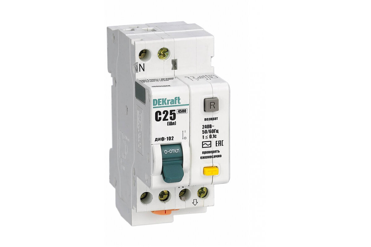 Dekraft Дифференциальный автомат ДИФ102-1N-010А-030-C 16002DEK - технические характеристики