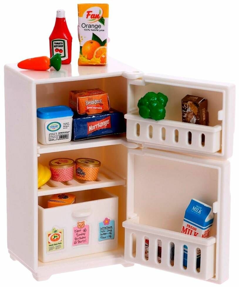 Игровой набор "Мебель для питомцев", холодильник с аксессуарами для кукольного домика, детская сюжетно-ролевая игра для девочек