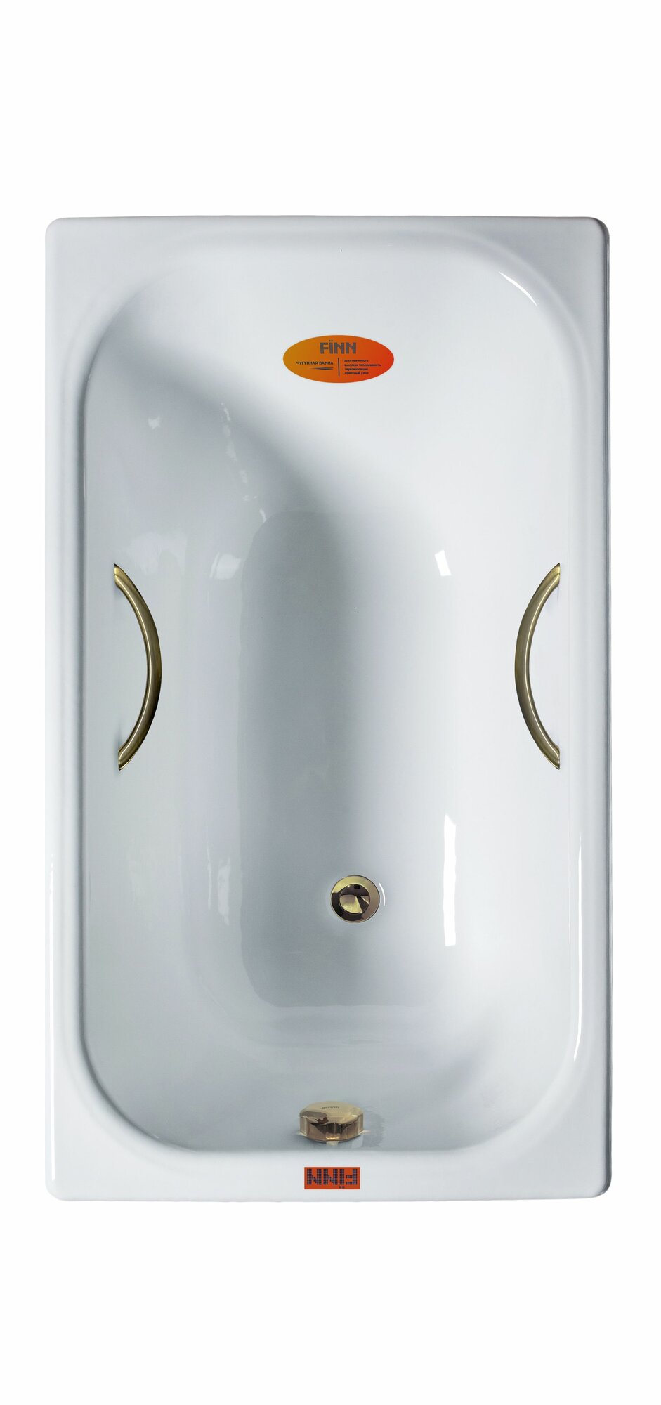 Чугунная ванна Finn Sonata 120x70x44 с дугообразными бронзовыми ручками