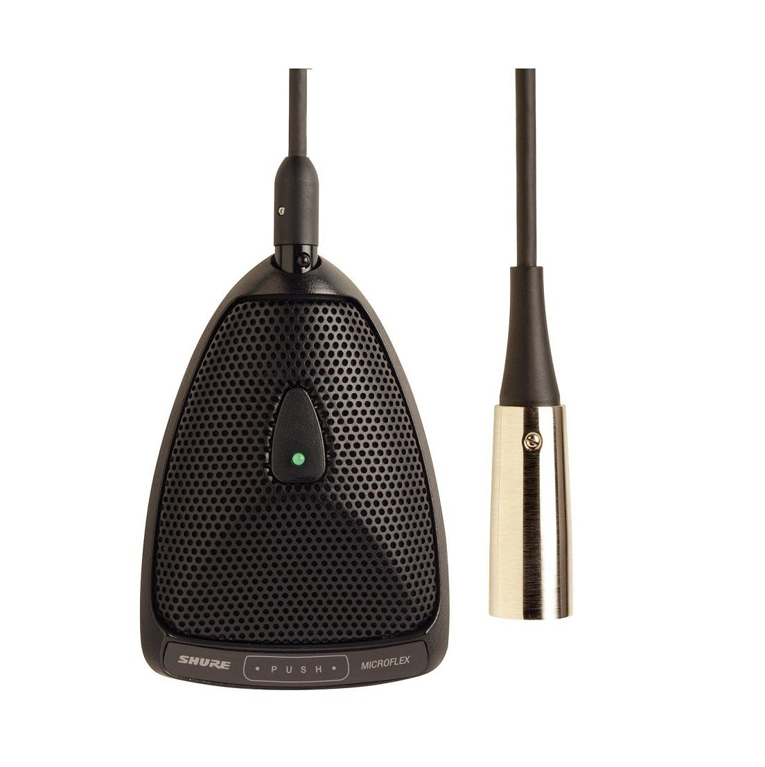 Shure mx393/o. конденсаторный микрофон граничного слоя с возможностью поверхностного монтажа, всенаправленный, led индикатор, кнопка вкл./выкл, кабель с разъемом xlr, цвет черный.