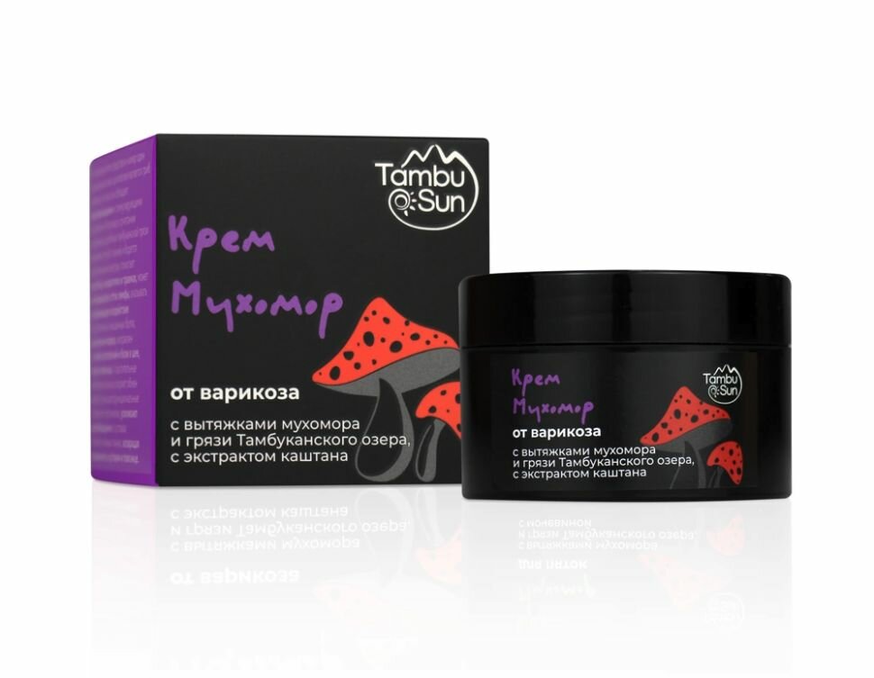 Крем от варикоза Мухомор с экстрактом каштана и тамбуканской грязью для вен и сосудов, 50 мл
