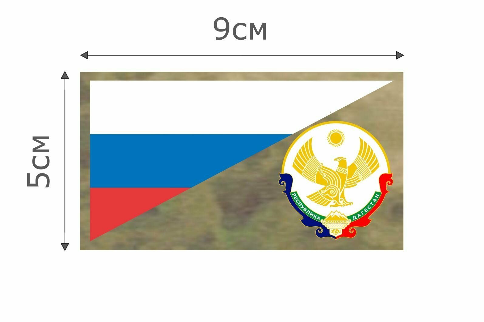 Ф005МОХ Нашивка , патч (шеврон) МОХ Флаг РФ Республика Дагестан 5*9 см