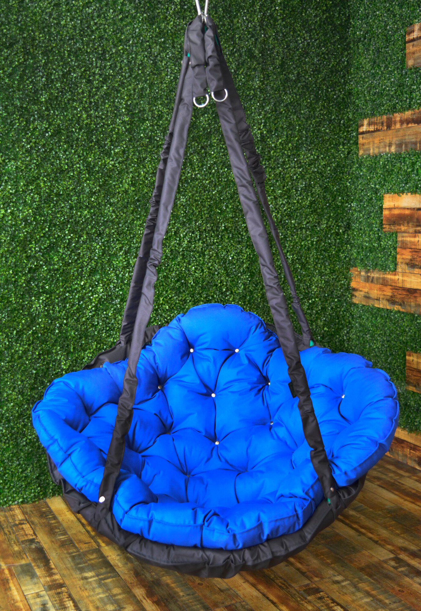 Качели подвесные кокон 100см с матрасом "Скат" графит/электрик